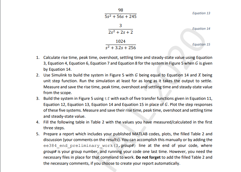 Solved HELP! 1. Calculate rise time, peak time, overshoot, | Chegg.com