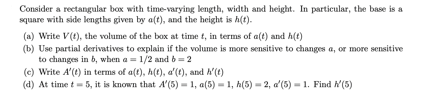 Solved Consider a rectangular box with time-varying length, | Chegg.com