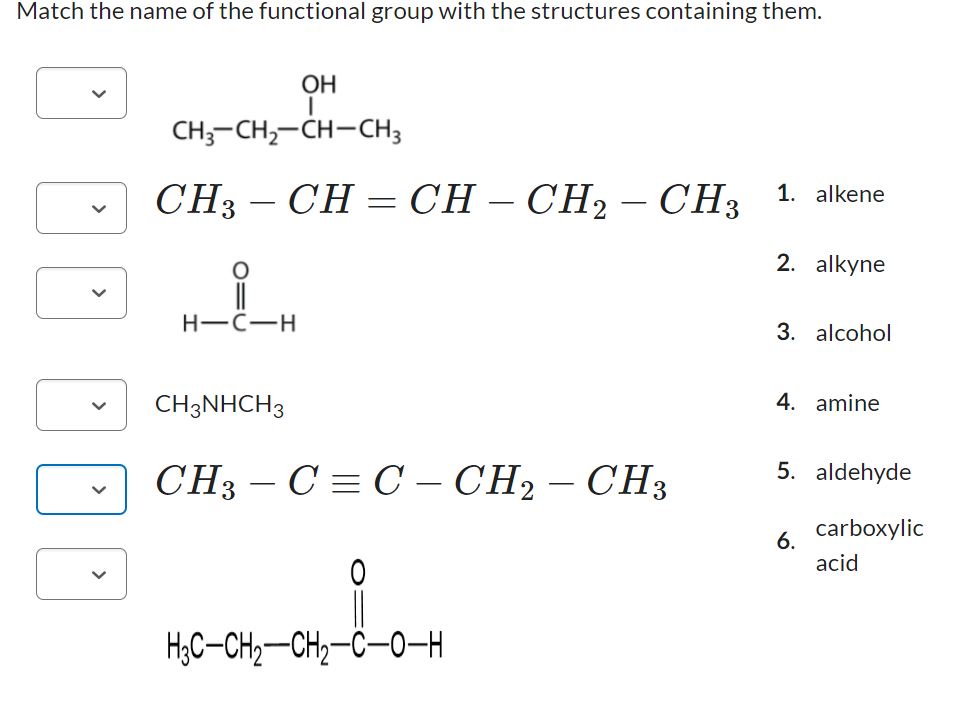 Solved Match the name of the functional group with the | Chegg.com