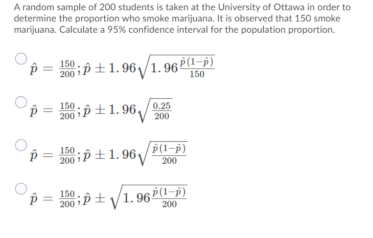 Solved A random sample of 200 students is taken at the | Chegg.com