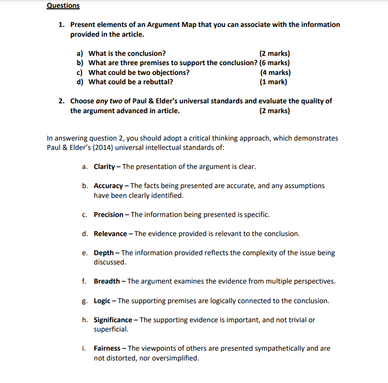 Read the following article and answer the questions | Chegg.com