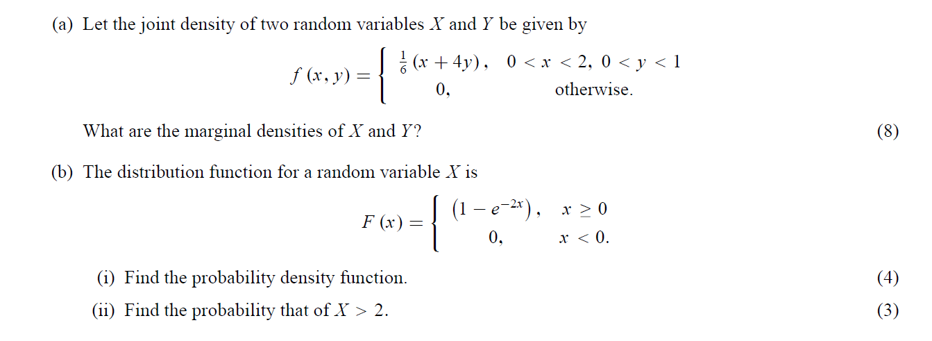 Solved STA 2601(a) ﻿Let the joint density of two random | Chegg.com