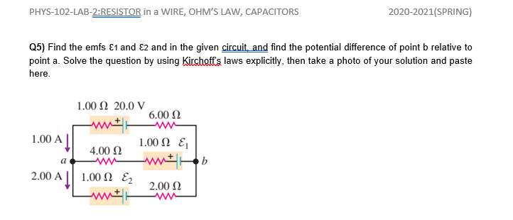 Solved PHYS-102-LAB-2:RESISTOR in a WIRE, OHM'S LAW, | Chegg.com