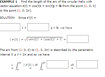 Solved Find the length of the arc of the circular helix with | Chegg.com