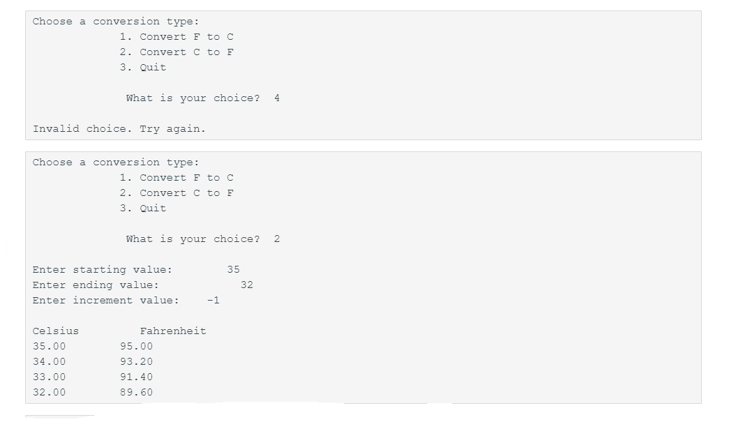Solved Fahrenheit to Celsius Tables Write a program that | Chegg.com