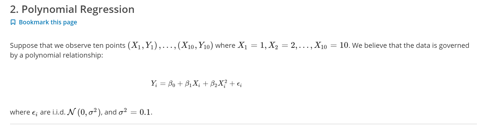 Solved 2. Polynomial Regression Bookmark this page Suppose | Chegg.com