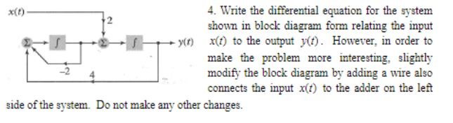 Solved 4. Write the differential equation for the system | Chegg.com