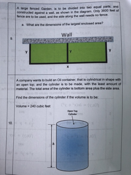 Solved large fenced Garden, is to be divided into two equal | Chegg.com