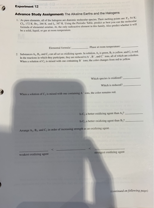Solved Experiment 12 Advance Study Assignment: The Alkaline | Chegg.com