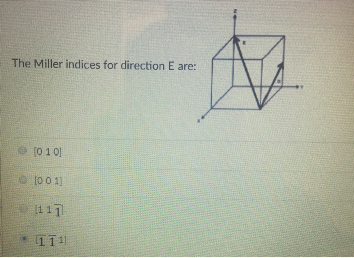 Solved The Miller indices for direction A are: o 101] 1 10 | Chegg.com