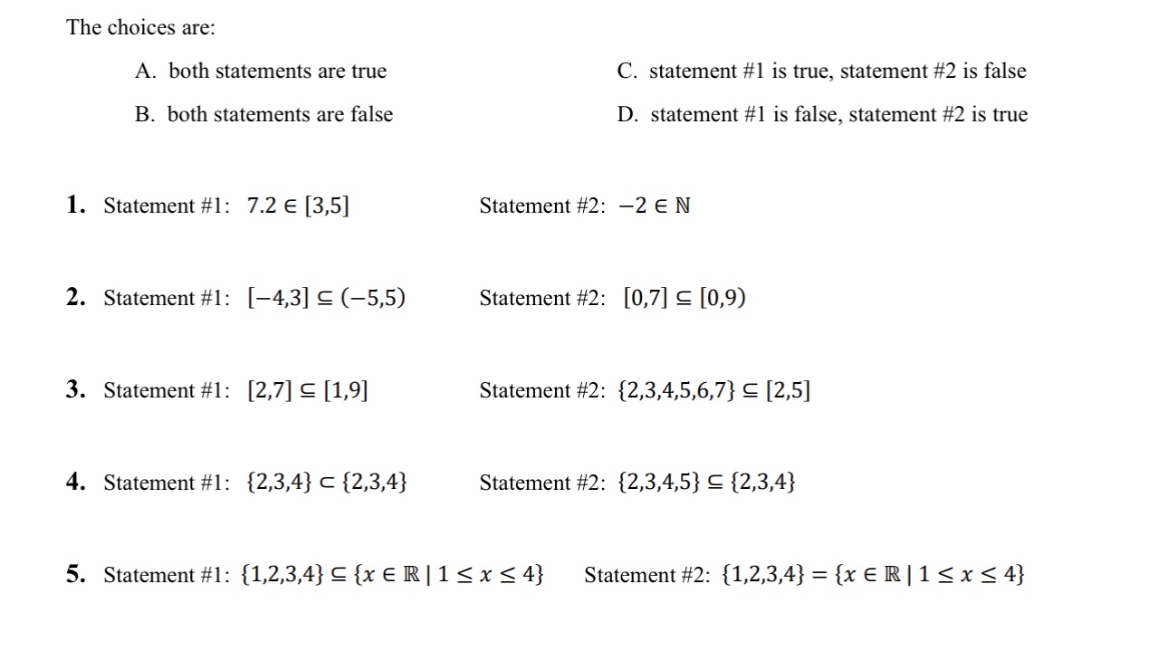 Solved discrere mathThe choices are:A. ﻿both statements are | Chegg.com