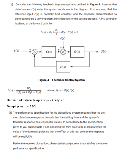 Solved d) Consider the following feedback loop arrangement | Chegg.com