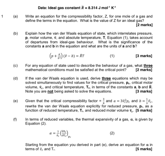 Solved Data: Ideal gas constant R 8.314 J mol-1 K-1 1(a) | Chegg.com