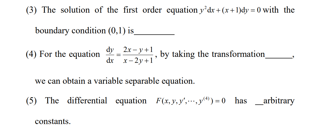 Solved (3) The solution of the first order equation y²dx + | Chegg.com