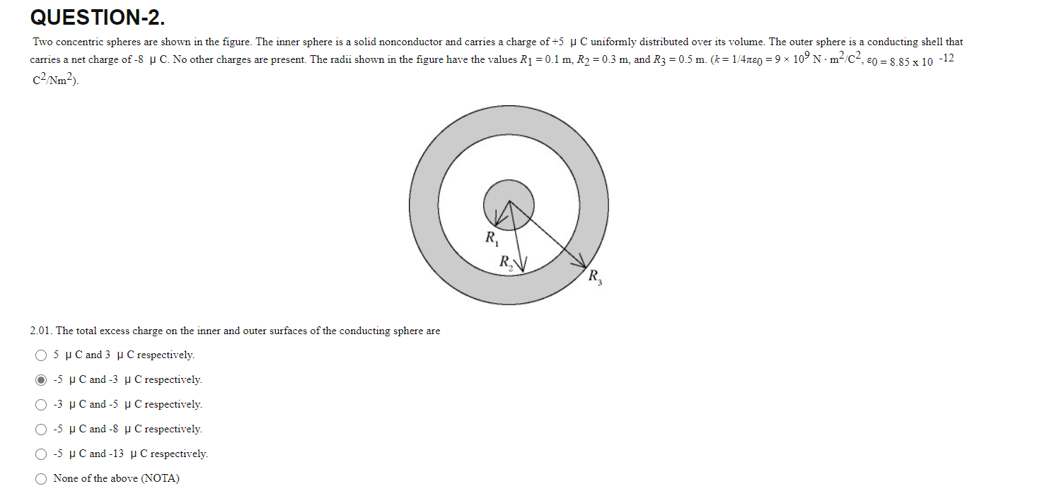 Solved QUESTION-2. Two concentric spheres are shown in the | Chegg.com