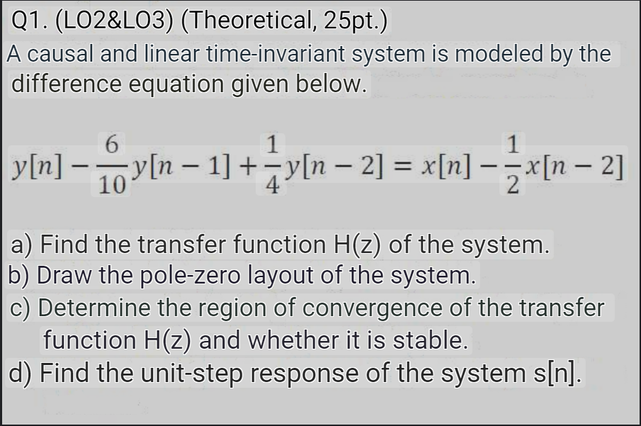 Solved a) ﻿Find the transfer function H(z) ﻿of the system.b) | Chegg.com