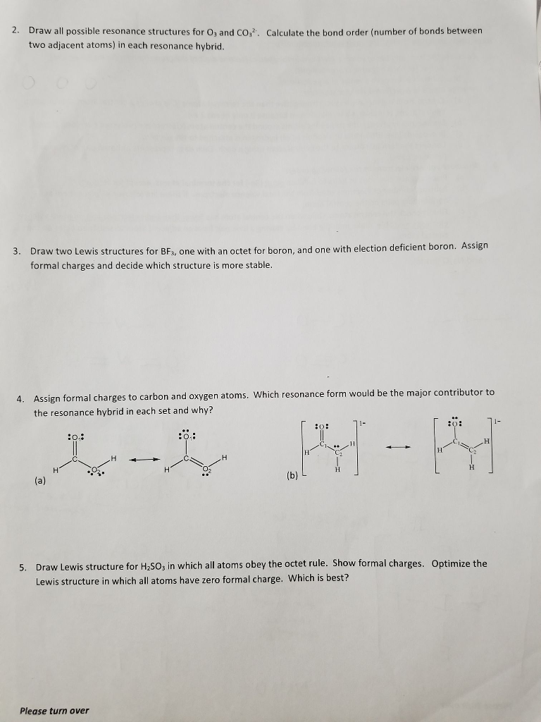 Solved 2 Draw All Possible Resonance Structures For O3 And 0978