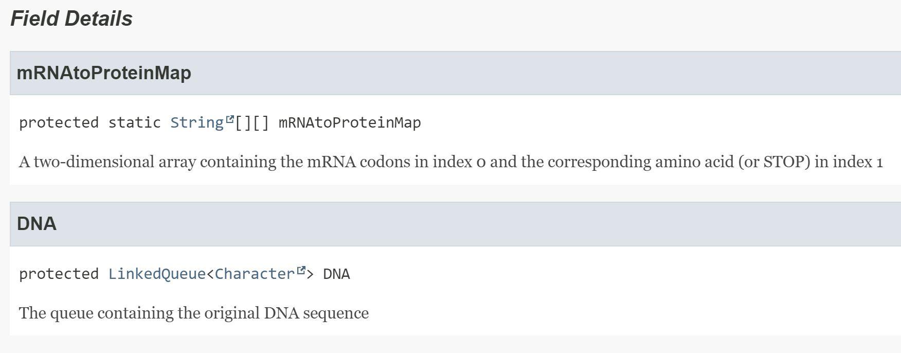 Solved Class DNA java.lang.Object DNA public class DNA | Chegg.com