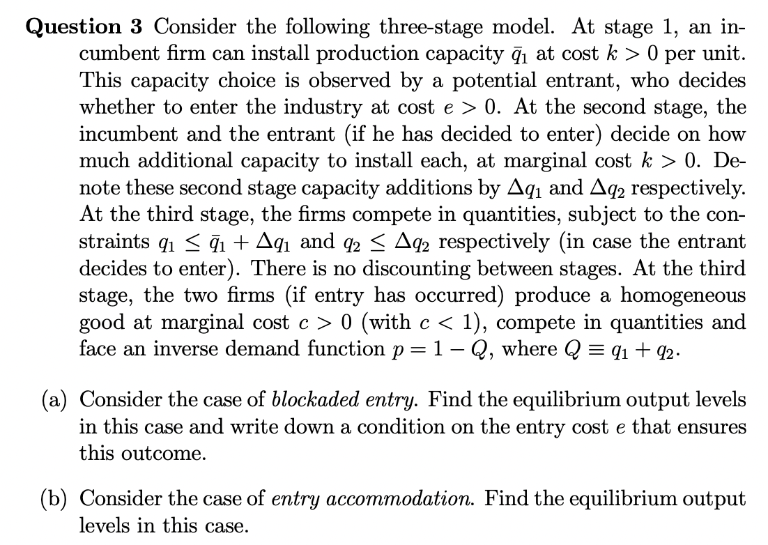 Solved Question 3 Consider the following three-stage model. | Chegg.com