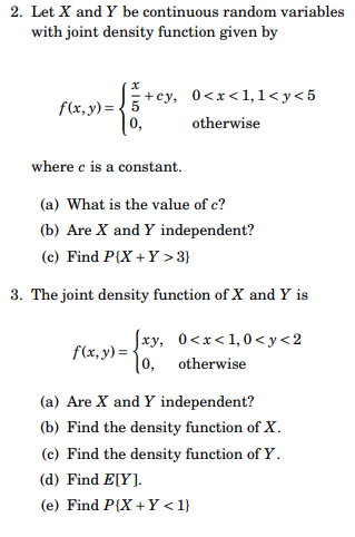 Solved 2. Let X and Y be continuous random variables with | Chegg.com