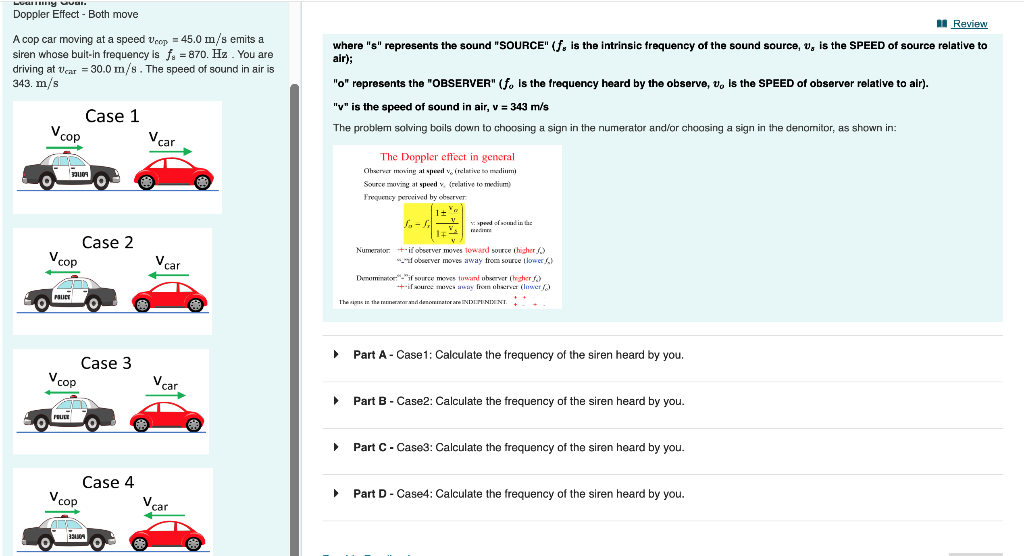 Doppler Effect - Both move A cop car moving at a | Chegg.com
