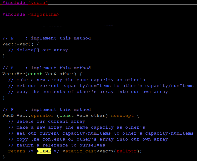 Solved #ifndef VEC H #define VEC_H class Vec { public: | Chegg.com