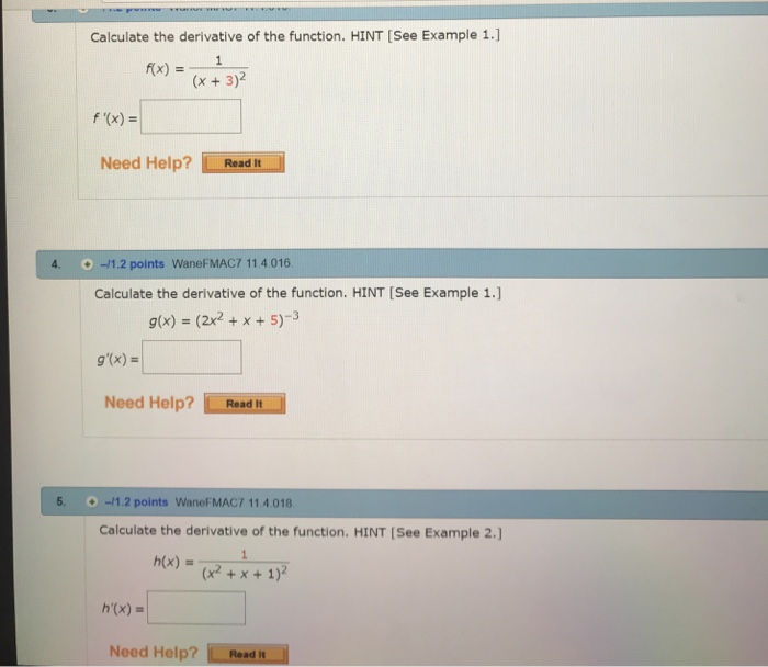 Solved Calculate the derivative of the function. HINT [See | Chegg.com