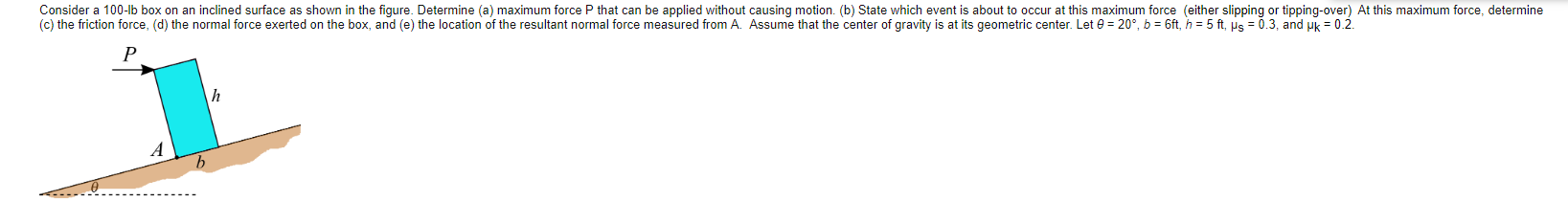 Solved Consider a 100-lb box on an inclined surface as shown | Chegg.com