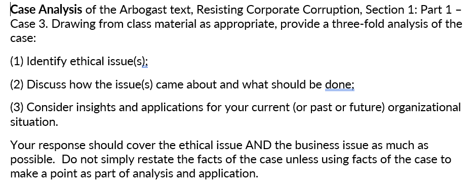 Solved Case Analysis of the Arbogast text, Resisting | Chegg.com