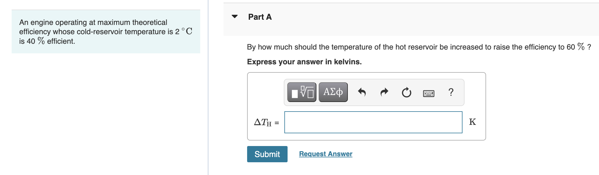 Solved An engine operating at maximum theoretical efficiency | Chegg.com