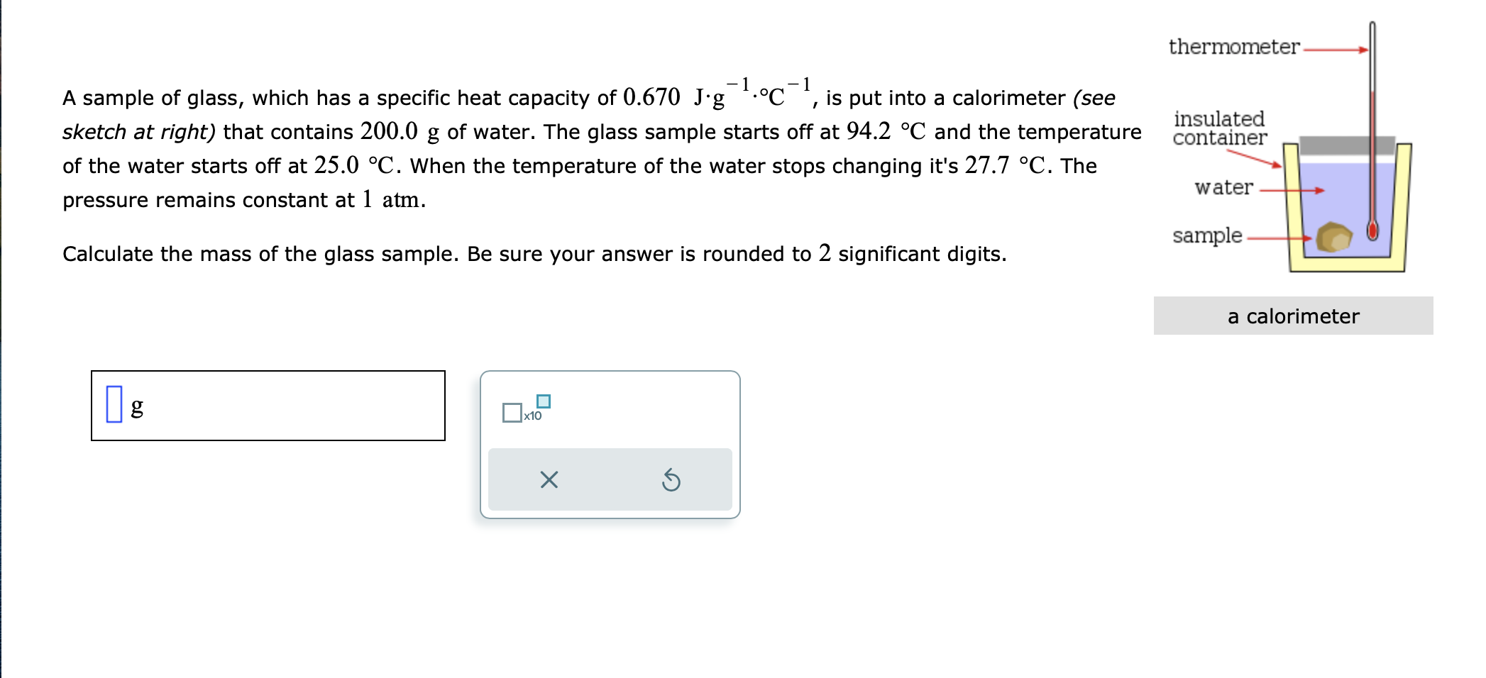 Solved A sample of glass, which has a specific heat capacity | Chegg.com