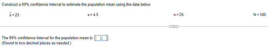 Solved Construct a 99% confidence interval to estimate | Chegg.com