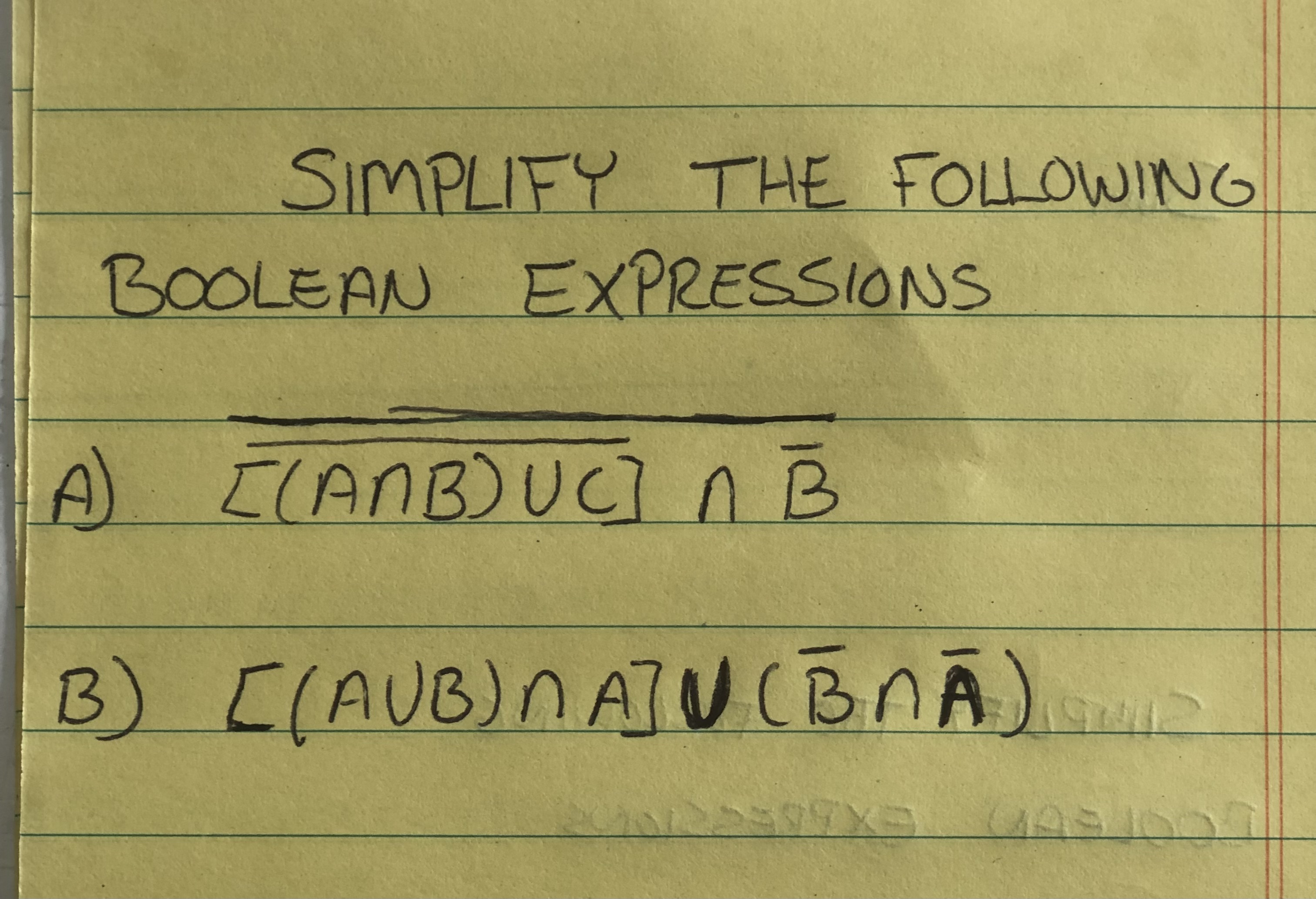 Simplify The Following Boolean Expressions A