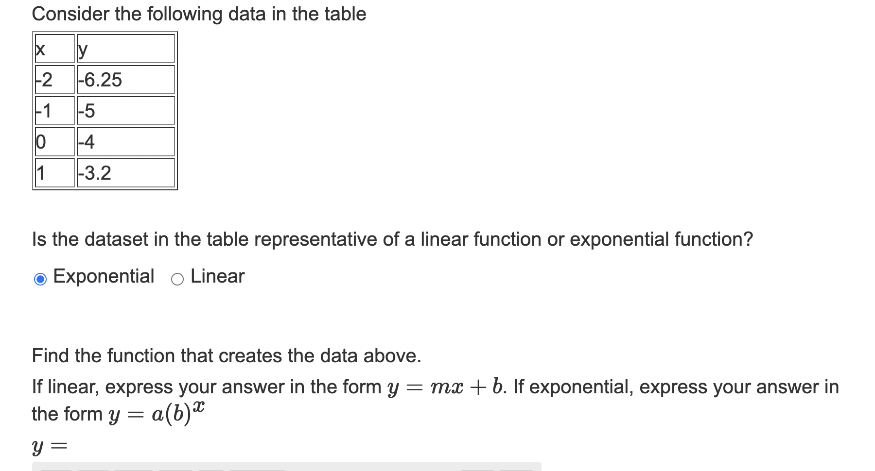 Solved Consider the following data in the table Is the | Chegg.com