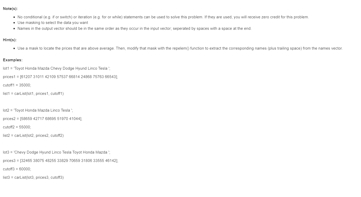 Solved Matlab Coding Please Help No Conditional Ifelse 