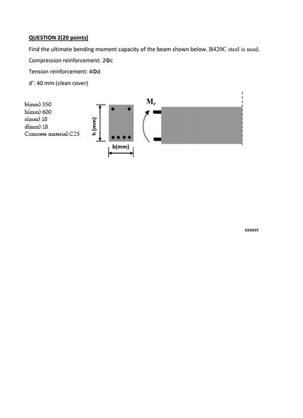 Solved QUESTION 2(20 points) Find the ultimate bending | Chegg.com