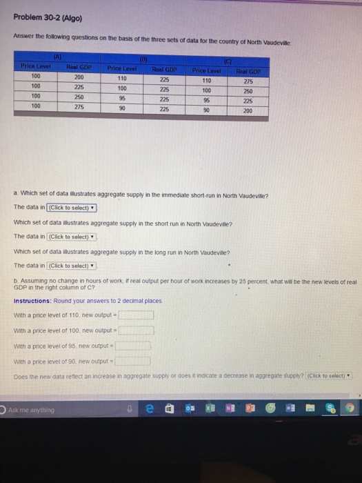 Solved Problem 30-2 (Algo) Answer the following questions on | Chegg.com