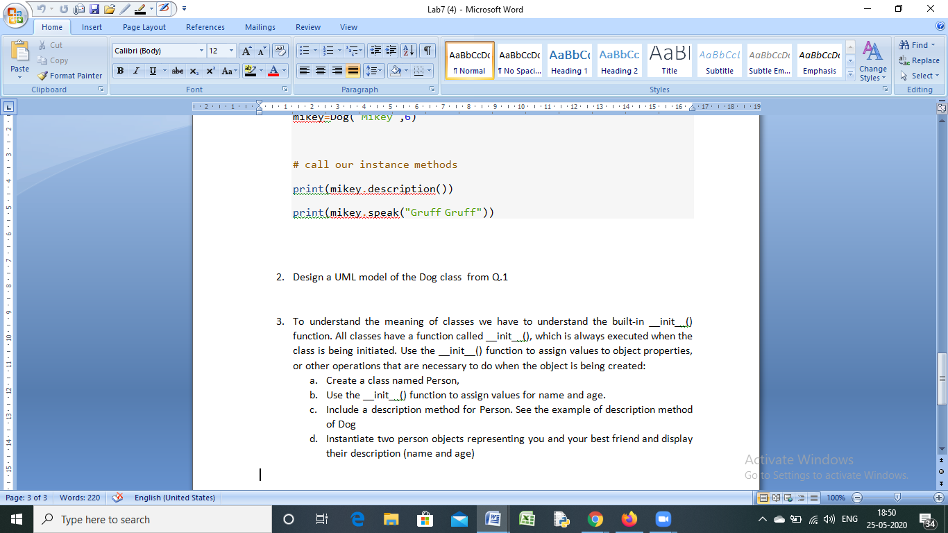 Solved Cla Lab7 4 Microsoft Word Home Insert Page Layout