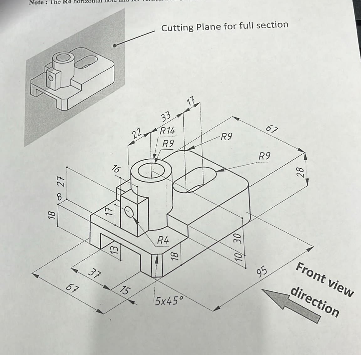 Solved Draw two orthographic projections( ﻿FRONT AND | Chegg.com