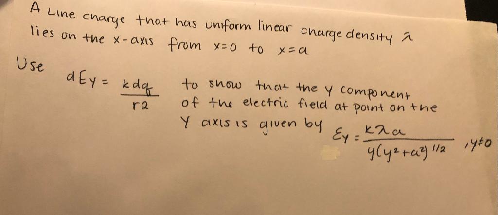Solved A Line charge that has uniform linear charge density | Chegg.com