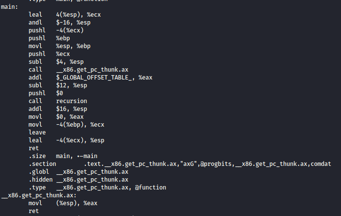 Solved .file "recursion.c" .text .section .rodata .LCO: | Chegg.com