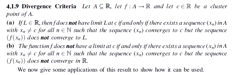 4.1.9 Divergence Criteria Let A⊆R, let f:A→R and let | Chegg.com
