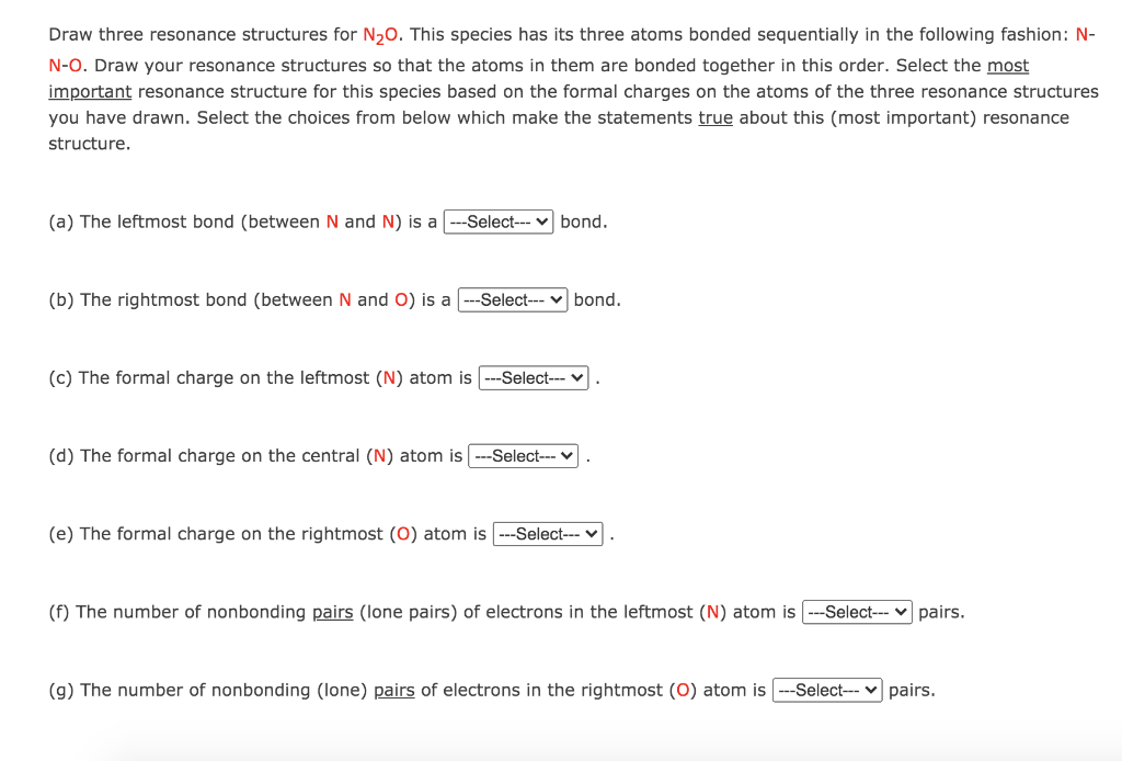 Solved Draw three resonance structures for N20. This species | Chegg.com