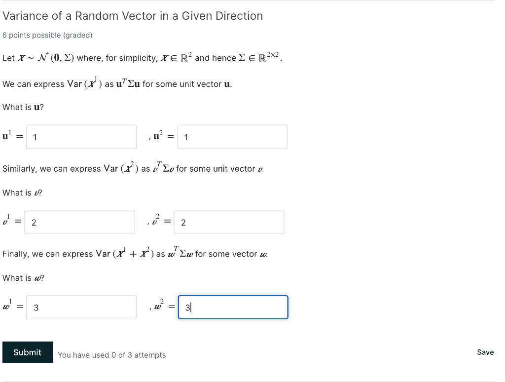 Solved Variance of a Random Vector in a Given Direction 6 | Chegg.com
