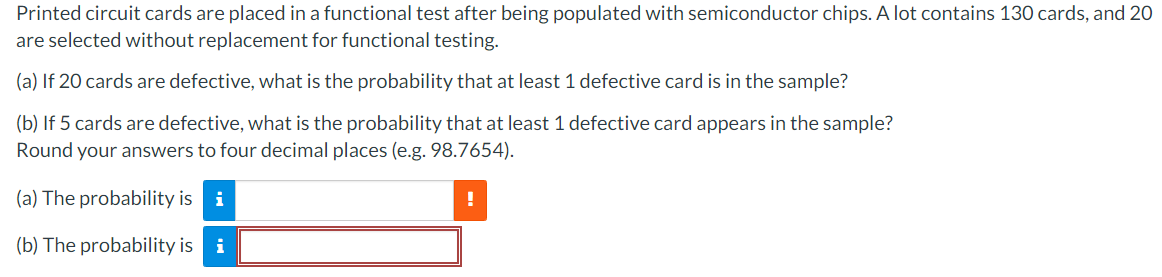 Solved Printed circuit cards are placed in a functional test | Chegg.com