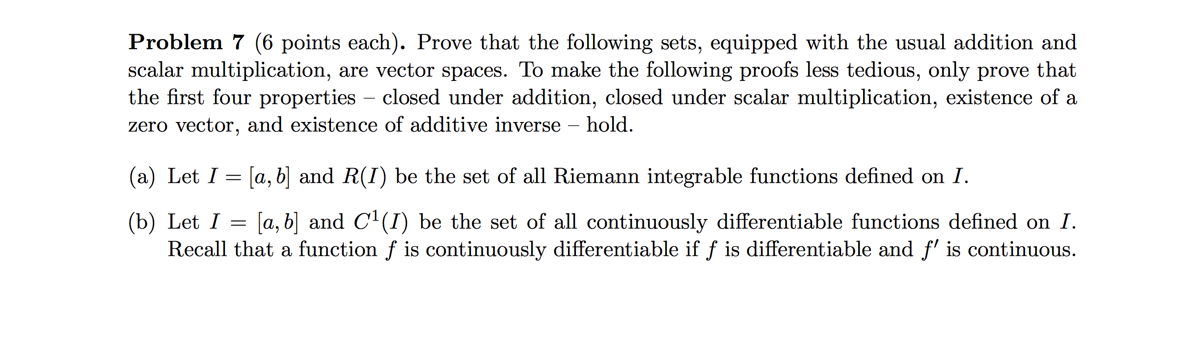 Solved Real Analysis Problem Problem 7 (6 points each). | Chegg.com