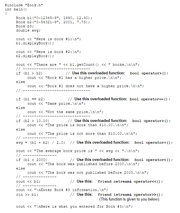 Solved Lab 10 - 2 Parts (Lec. 9-overload operators) Part 1 | Chegg.com