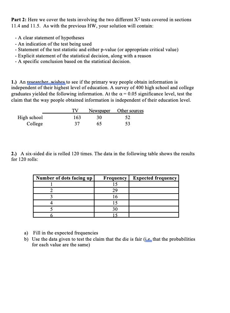 Solved Part 1 Here We Cover Two Sample Hypothesis Tests As 0177