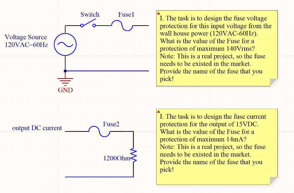 Switch Fusel The task is to design the fuse voltage | Chegg.com