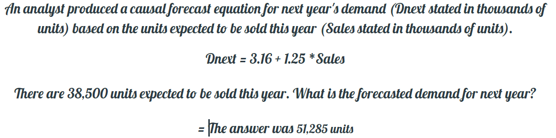 Solved An analyst produced a causal forecast equation for | Chegg.com